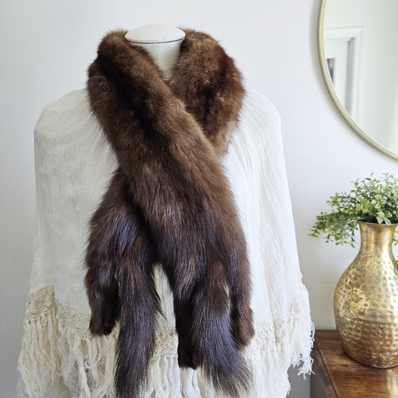 Accessories | Antique 4s American Dark Brown Authentic Real Mink Stole ...